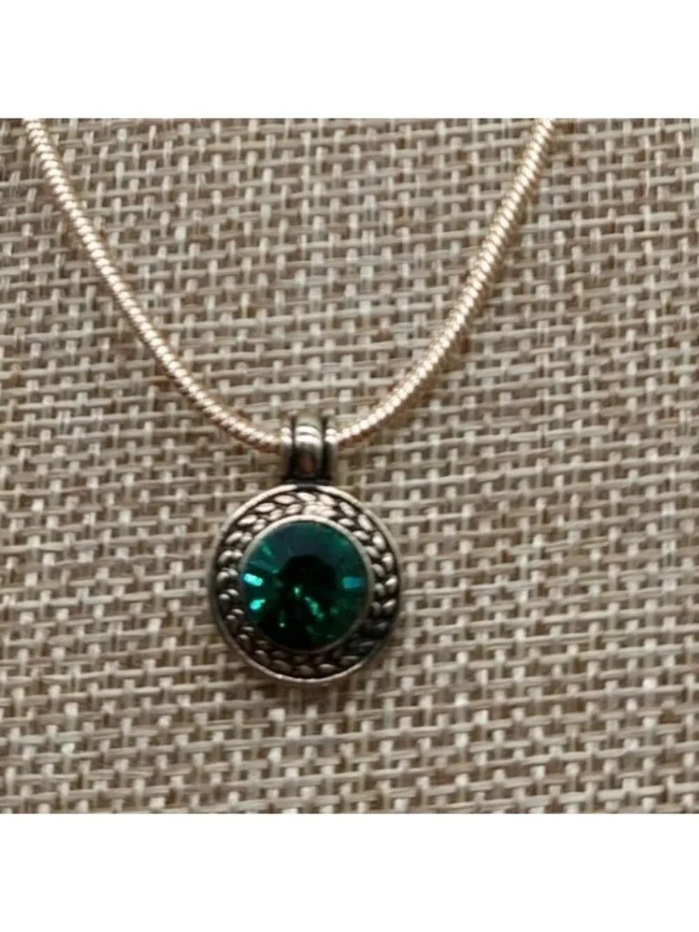 Napier | Jewelry | Napier Signed Necklace Green Round Rhinestone Gold ...